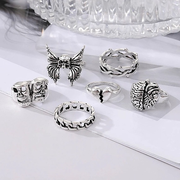 Jewelry | Human Heartskull Butterfly Ring Set | Poshmark
